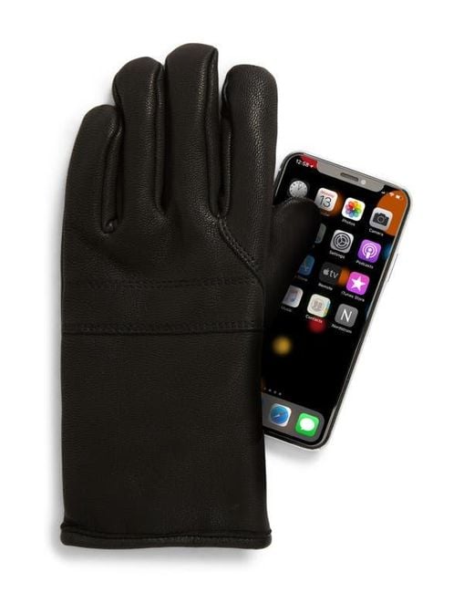 UGG Leather Faux Fur Lined Tech Glove in Black for Men | Lyst