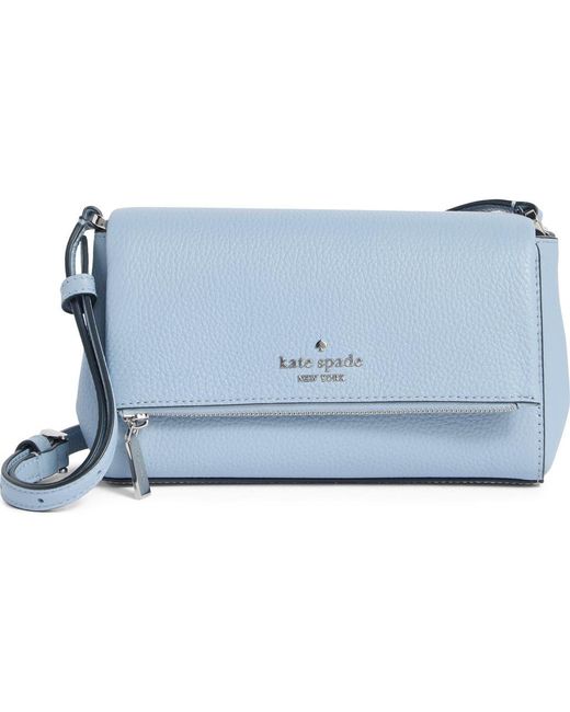 Kate Spade Leila Pebble Leather Mini Flap Bag in Blue | Lyst