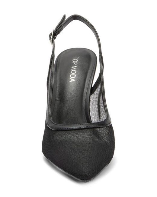 TOP GUY SHOES Calista Stiletto Slingback Pump in Black | Lyst