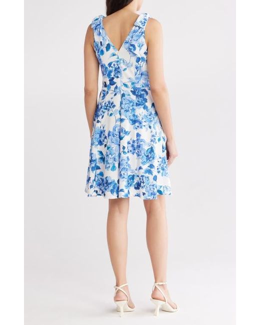 Eliza J Bow Strap Fit & Flare Dress in Blue | Lyst