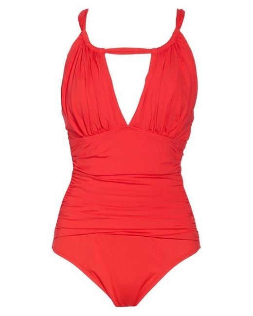 La Blanca Halter Neck Keyhole One-Piece Swimsuit in Red | Lyst