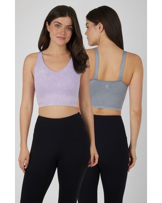 90 Degrees 2-Pack Stone Wash Seamless Alamo Tanks in Blue | Lyst