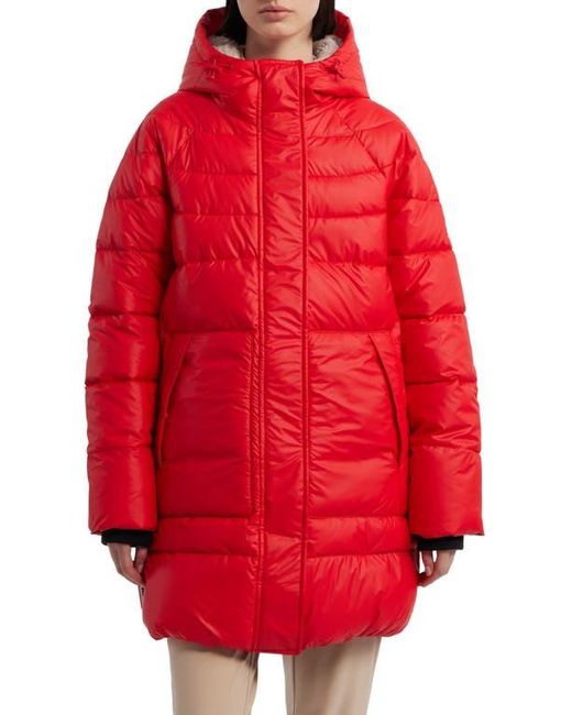 HUNTER Faux Fur Lined Marshmallow Puffer Jacket in Red | Lyst