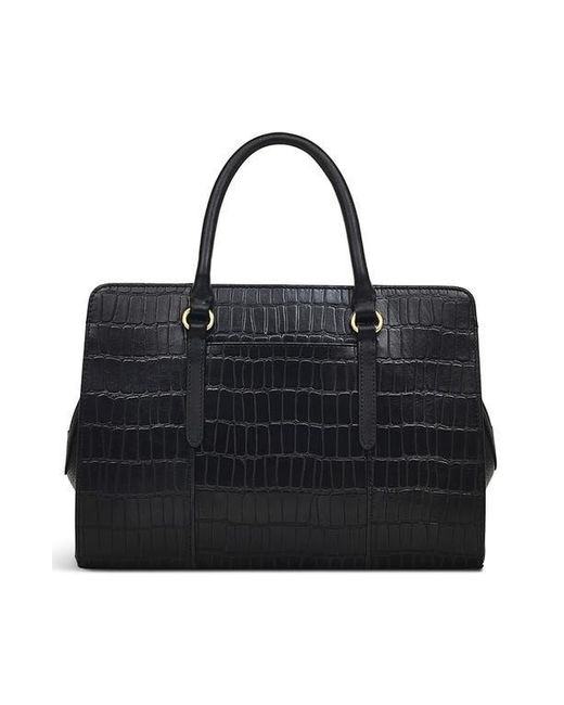 Radley Angel Lane Croc Embossed Leather Satchel in Black | Lyst