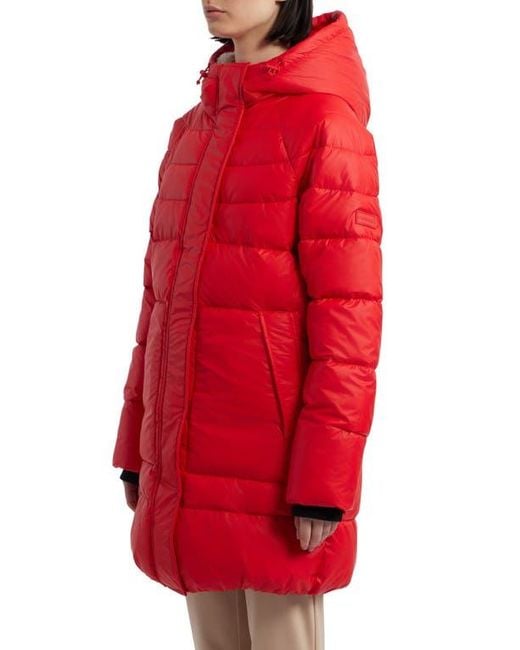 HUNTER Faux Fur Lined Marshmallow Puffer Jacket in Red | Lyst