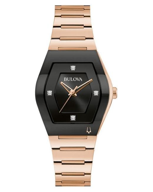 Bulova Gemini Diamond Bracelet Watch, 30Mm in Black | Lyst