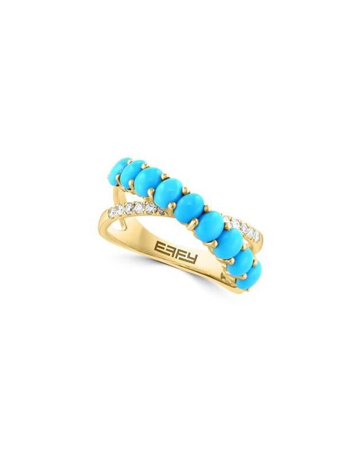 Effy 14K Diamond & Cross Band Ring in Blue | Lyst