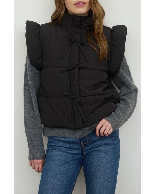Blu Pepper Bow Puffer Vest in Black | Lyst
