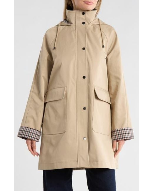 Bernardo Hooded Rain Coat in Natural | Lyst