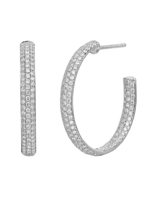 Bony Levy Bardot 18K Inside Out Pavé Diamond Hoop Earrings in White | Lyst