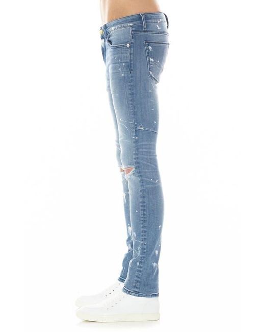 HVMAN Strat Bleach Splatter Ripped Super Skinny Jeans in Blue for Men ...