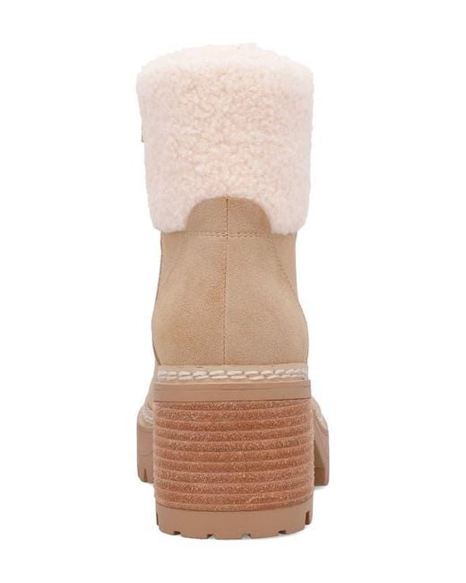 MIA Tiler Faux Fur Platform Lug Boot in Natural | Lyst