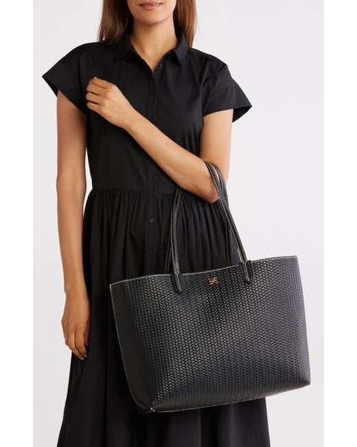 Sam Edelman Eva Large Woven Tote Bag & Pouch in Black | Lyst
