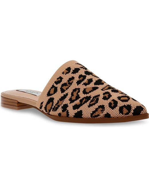 Steven New York Leopard Print Knit Pointed Mules in Brown | Lyst