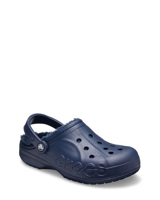 Crocs™ Baya Faux Fur Lined Clog Slipper in Blue | Lyst