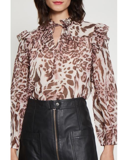 Walter Baker Synthetic Arya Animal Print Blouse in Black - Lyst