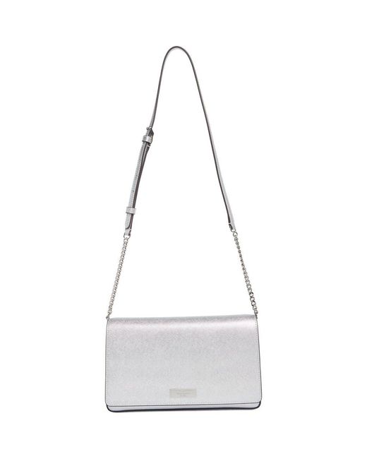 Kate Spade Kenzie Metallic Crossbody Bag in White | Lyst