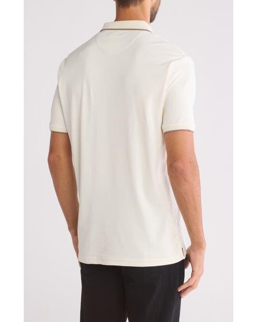Denim and Flower Textured Tip Polo in White for Men | Lyst