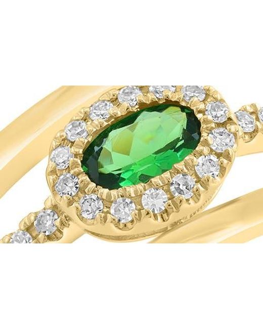 Effy 14K Emerald & Pavé Diamond Ring in Metallic | Lyst