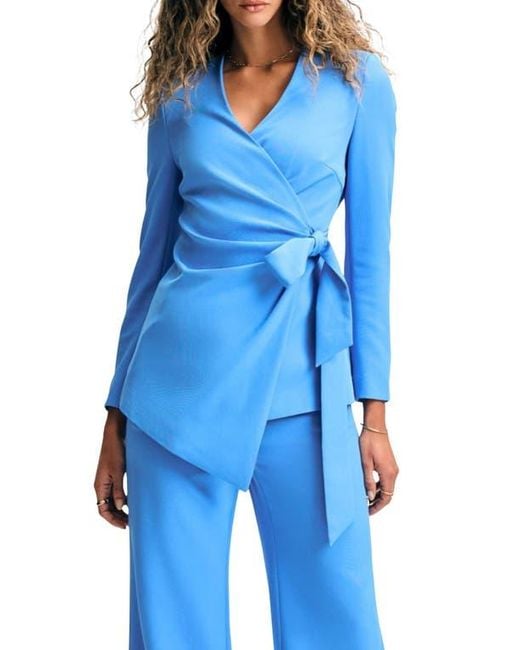 Isaac Mizrahi New York Wrap Blazer in Blue | Lyst