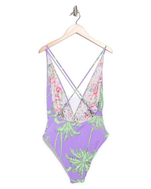Maaji Retro Sunset Safari Reversible Plunge One-Piece Swimsuit in Blue ...