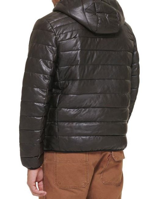 Levi's Faux Leather Quilted Jacket in Black for Men | Lyst