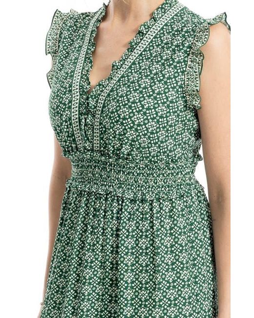 Max Studio Smocked Fit & Flare Maxi Dress in Green | Lyst