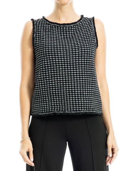 Max Studio Frayed Edge Bouclé Top in Blue | Lyst