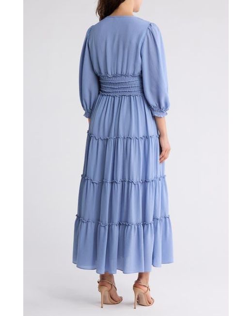 Max Studio Balloon Sleeve Tiered Maxi Dress in Blue | Lyst
