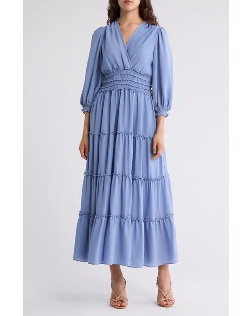 Max Studio Balloon Sleeve Tiered Maxi Dress in Blue | Lyst