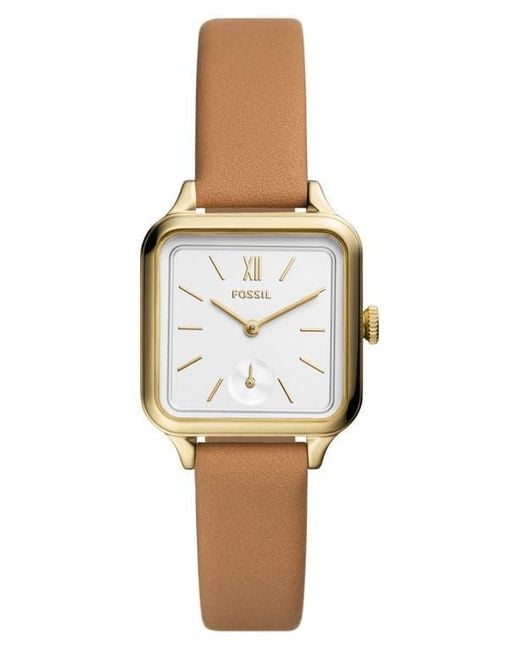 Fossil Colleen Leather Strap Watch, 28Mm in Natural | Lyst