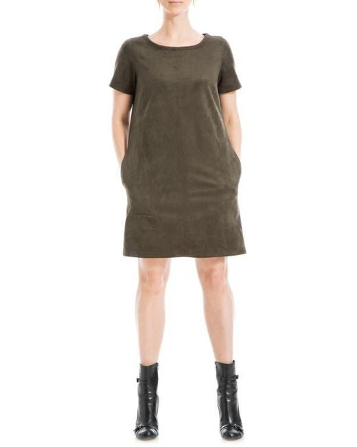Max Studio Faux Suede Shift Dress in Green | Lyst