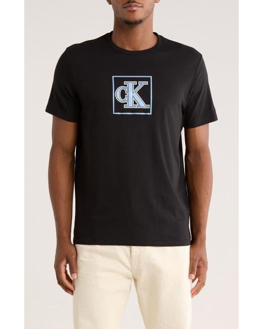 Calvin Klein Outline Box Logo Graphic T-Shirt in Black for Men | Lyst