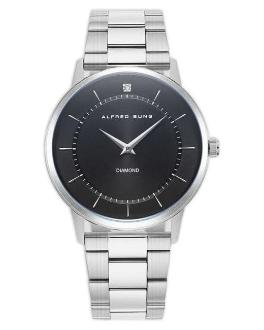 Alfred Sung Diamond Dial Bracelet Watch, 42Mm in Gray for Men | Lyst