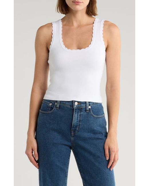 NSR Scalloped Knit Tank in White | Lyst