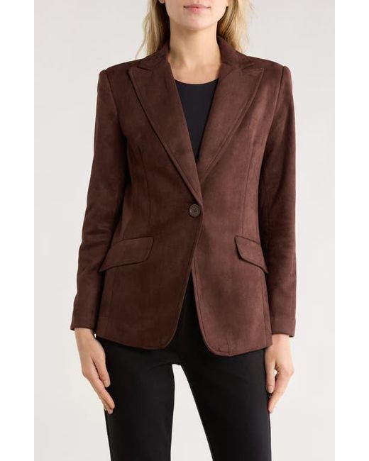 Max Studio Faux Suede Blazer in Brown | Lyst