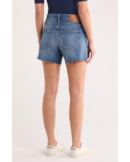 Lucky Brand '90S Embroidered Raw Hem Denim Shorts in Blue | Lyst