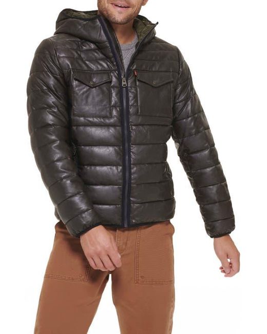 Levi's Faux Leather Quilted Jacket in Black for Men | Lyst