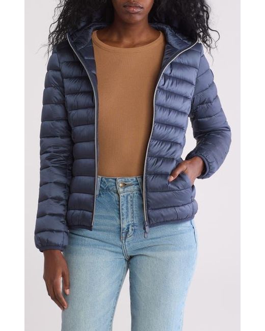 Save The Duck Olly Water Repellent Hooded Puffer Jacket in Blue | Lyst