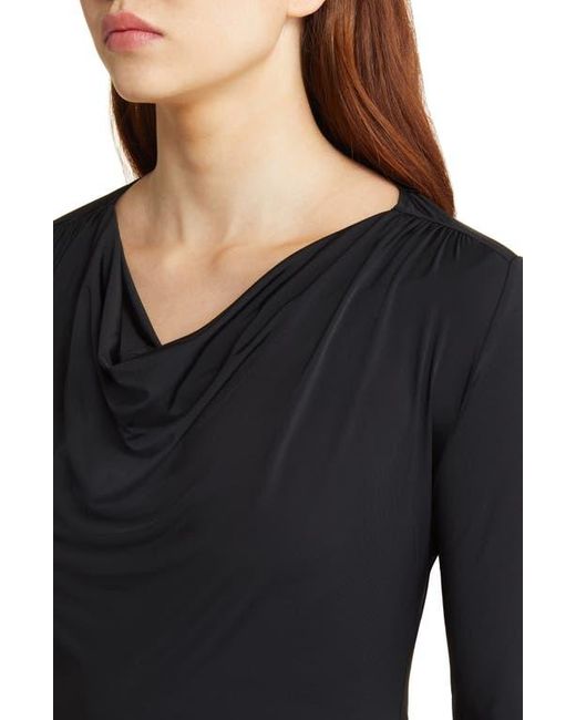 Open Edit Cowl Neck Long Sleeve Crop Top in Black | Lyst
