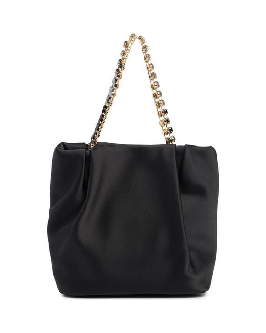 Dolce Vita Karol Rhinestone Strap Satin Handbag in Black | Lyst