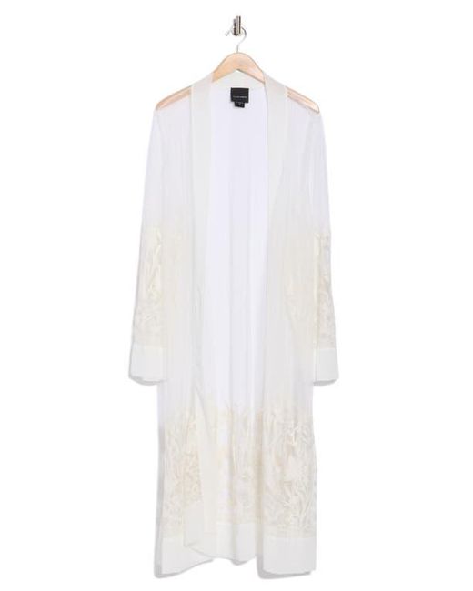 Forgotten Grace Embroidered Long Sleeve Mesh Duster in White | Lyst