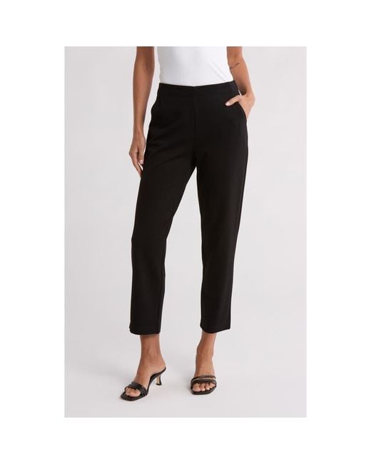Max Studio Slim Straight-Leg Pants in Black | Lyst