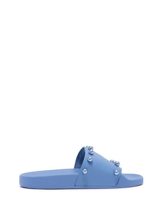 Stuart Weitzman Superstud Pool Slide in Blue | Lyst