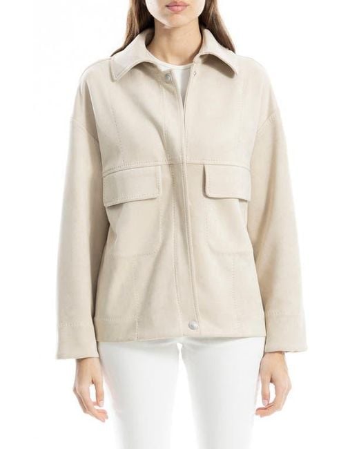 Max Studio Faux Suede Jacket in Natural | Lyst
