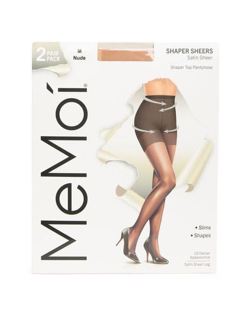 Memoi Satin Sheer Shaper Opaque Tights in White | Lyst