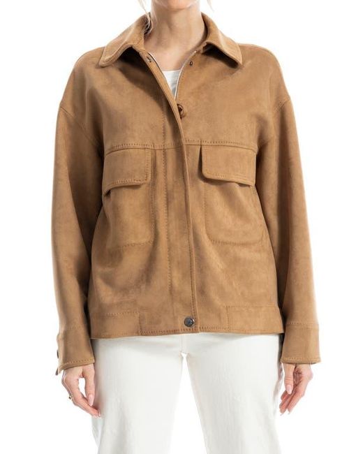 Max Studio Faux Suede Jacket in Natural | Lyst