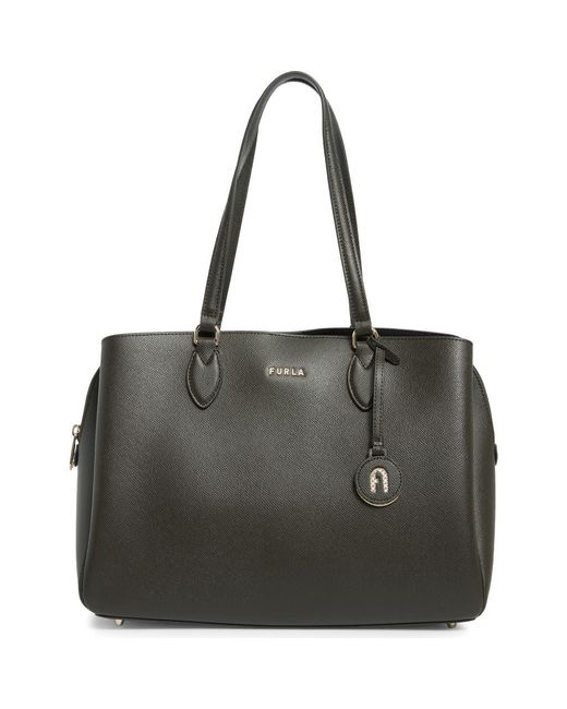 Furla Minerva Leather Tote Bag in Black | Lyst