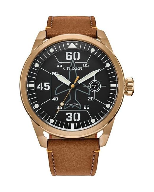 Citizen Aviation-Inspired Eco-Drive Leather Watch in Black for Men | Lyst