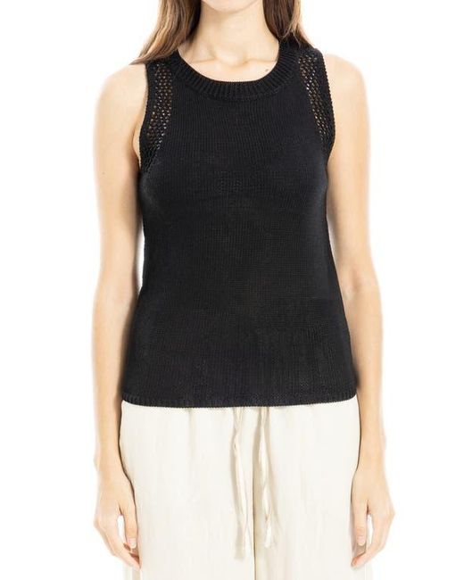 Max Studio Pointelle Stitch Crocheted Tank in Black | Lyst